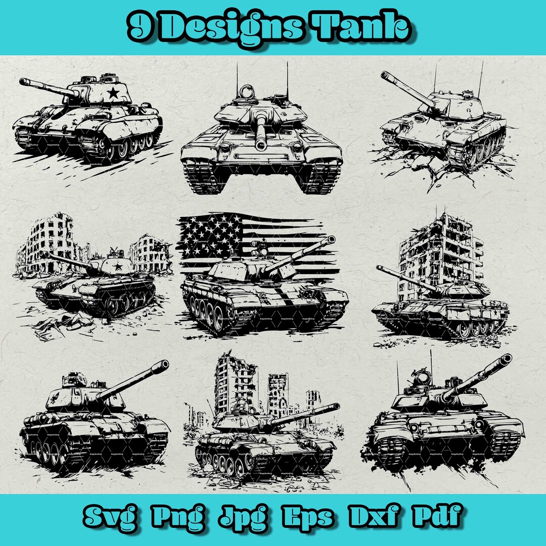 Tank Svg Bundle, War Vehicle Clipart Set, Military Army Svg, Combat ...
