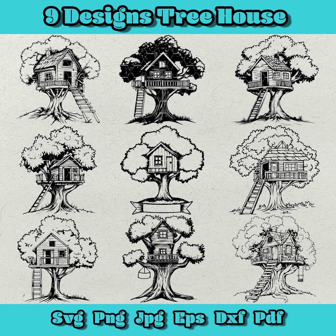 Tree House Svg Bundle, Rustic Treehouse Png, Wooden Cabin Svg, Forest ...