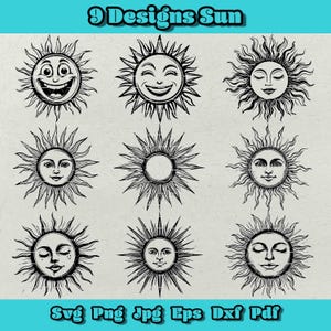 Sun SVG Bundle: 9 Radiant Boho Celestial Designs (digital Download) - Etsy
