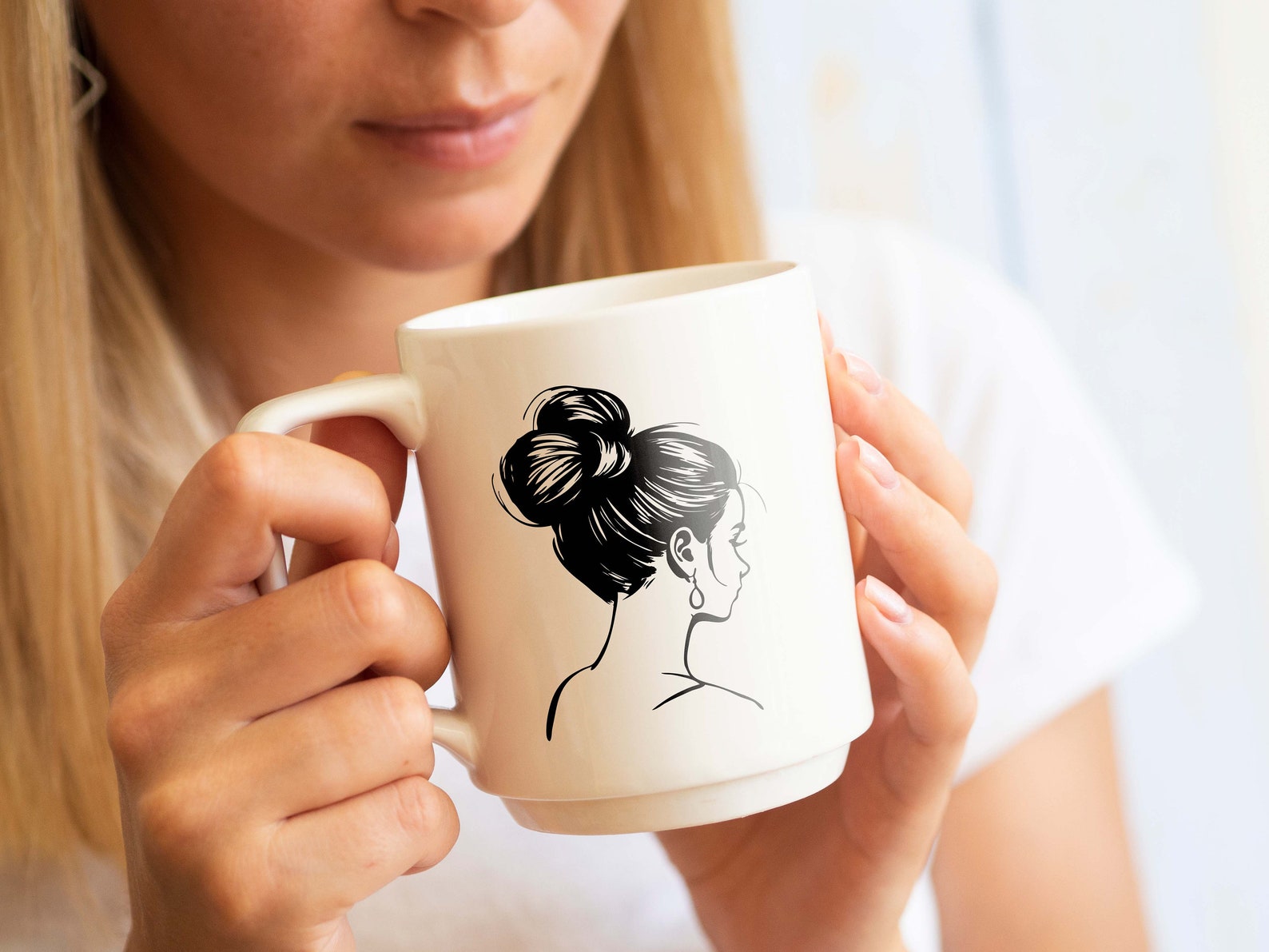 Messy Bun SVG, Hair SVG, Messy Bun Cut File, Messy Bun Face SVG, Mum ...