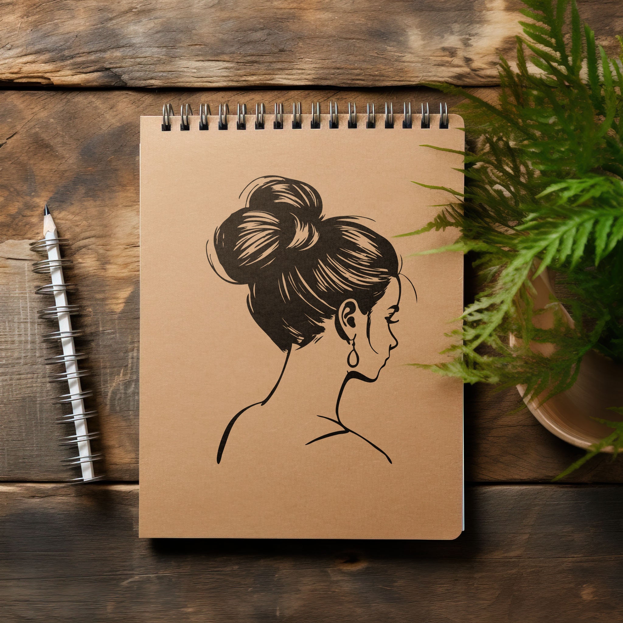 Messy Bun SVG, Hair SVG, Messy Bun Cut File, Messy Bun Face SVG, Mum ...