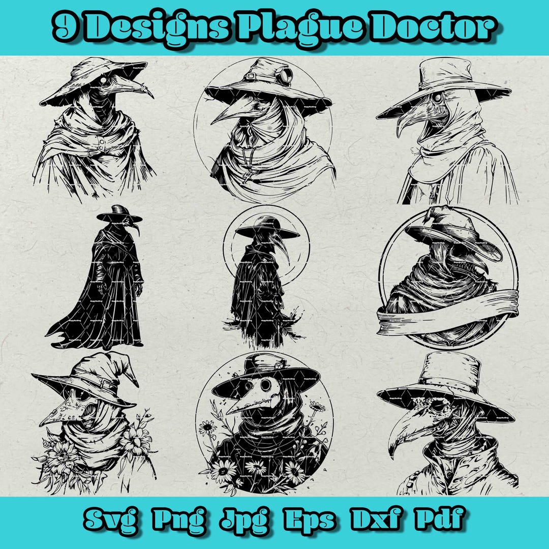 Plague Doctor Svg Bundle, 9 Plague Doctor Designs, Plague Doctor for ...