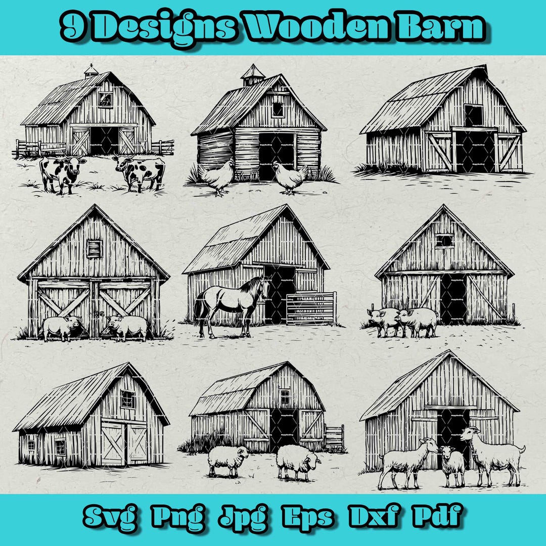 Wooden Barn Svg Bundle, Cow Rustic Barn Png, Farmhouse Png, Farm ...