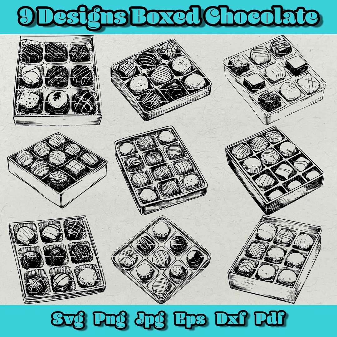Boxed Chocolate Svg Bundle, Gift Box Clipart Png, Chocolate Treat ...