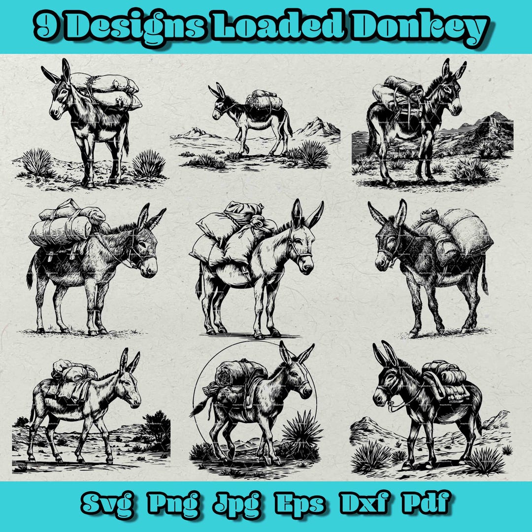 Loaded Donkey SVG Bundle: Rustic Farm Decor Designs (digital Download ...