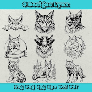 Lynx Svg Bundle, Floral Lynx Png, Wildcat With Sunglass Dxf, Cowboy ...