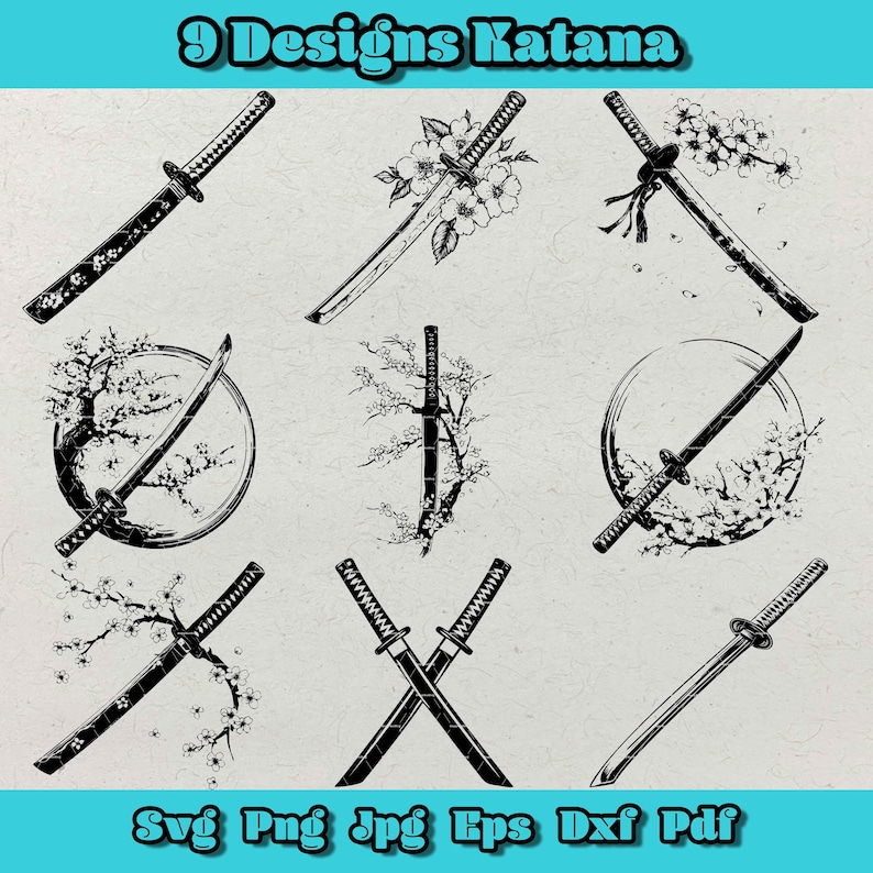 Katana SVG Bundle, Samurai Sword Clipart, Japanese Katana PNG, Ninja ...