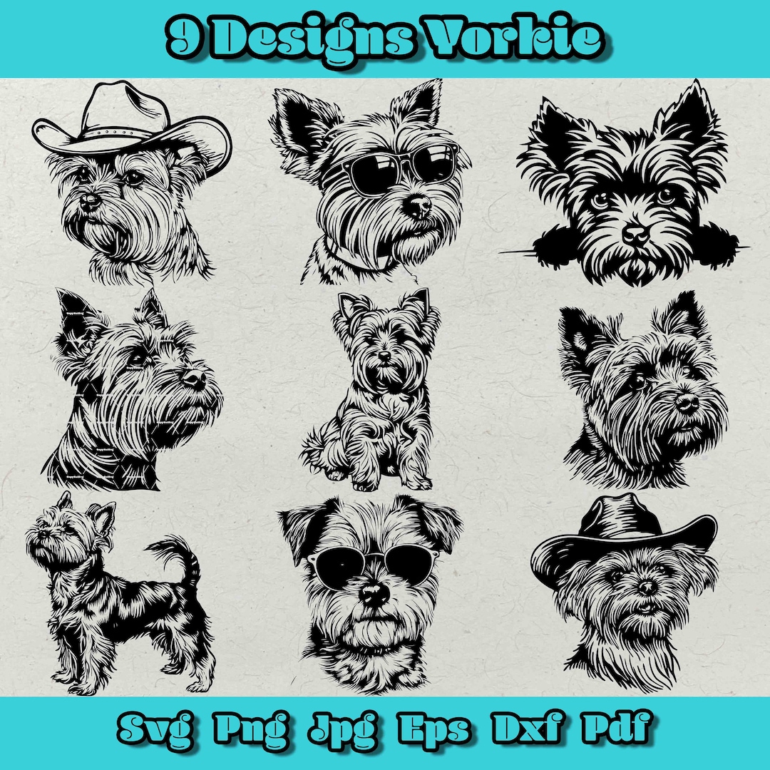 Yorkie SVG Bundle, Sleeping Yorkie Svg, Peeking Yorkie Png, Sunglass ...