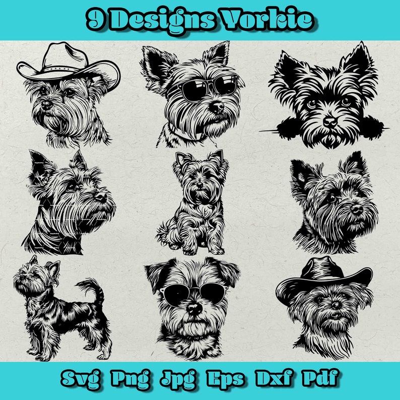 Yorkie SVG Bundle, Sleeping Yorkie Svg, Peeking Yorkie Png, Sunglass ...