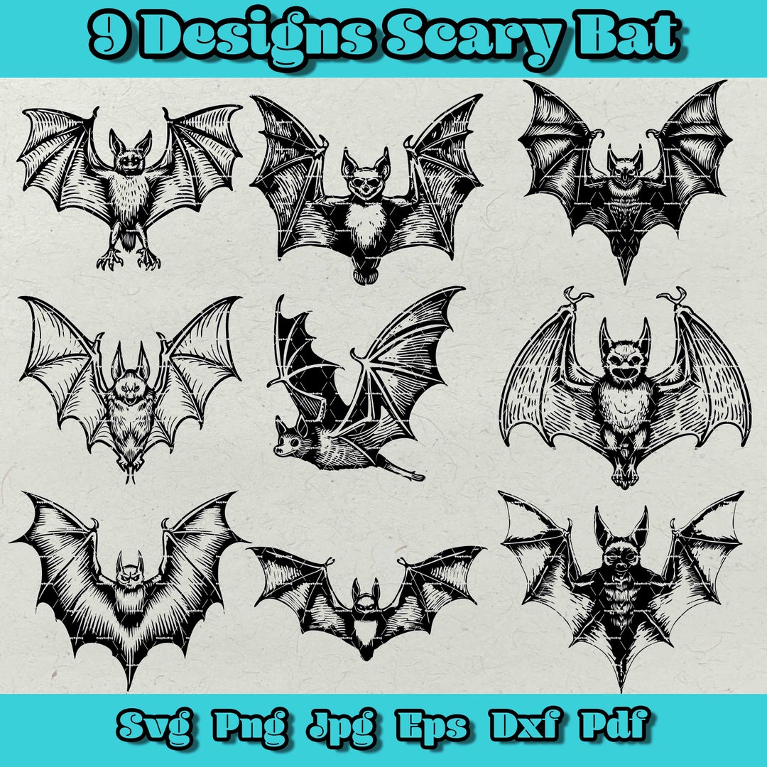 Scary Bat Svg Bundle, Animal Svg, Gothic Png,halloween Bat Svg ...