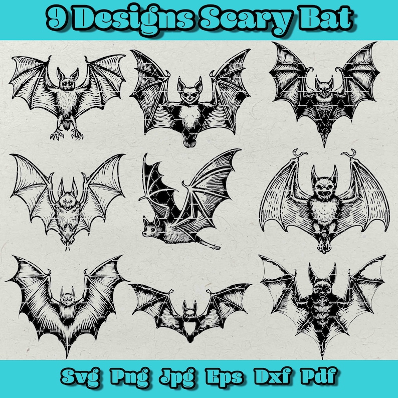 Scary Bat Svg Bundle, Animal Svg, Gothic Png,halloween Bat Svg ...