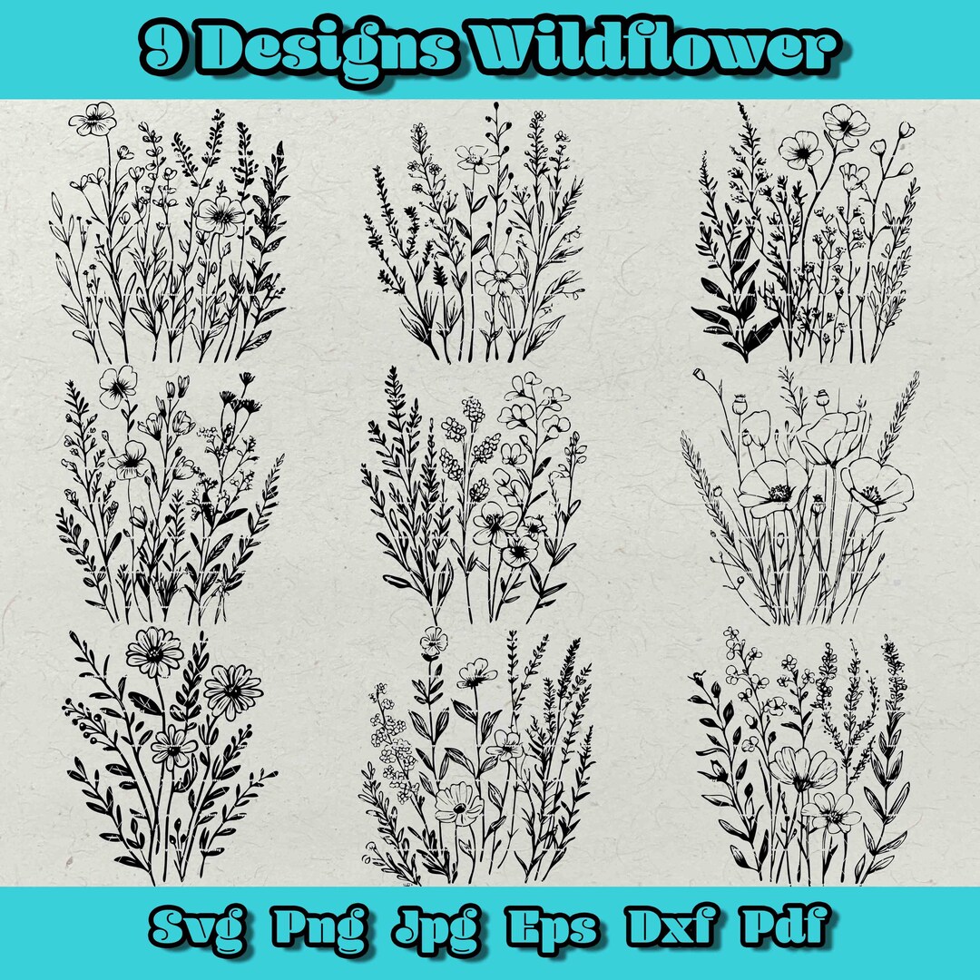 Wildflower Svg Bundle, Flowers Svg, Botanical Svg, Wildflower Bouquet ...