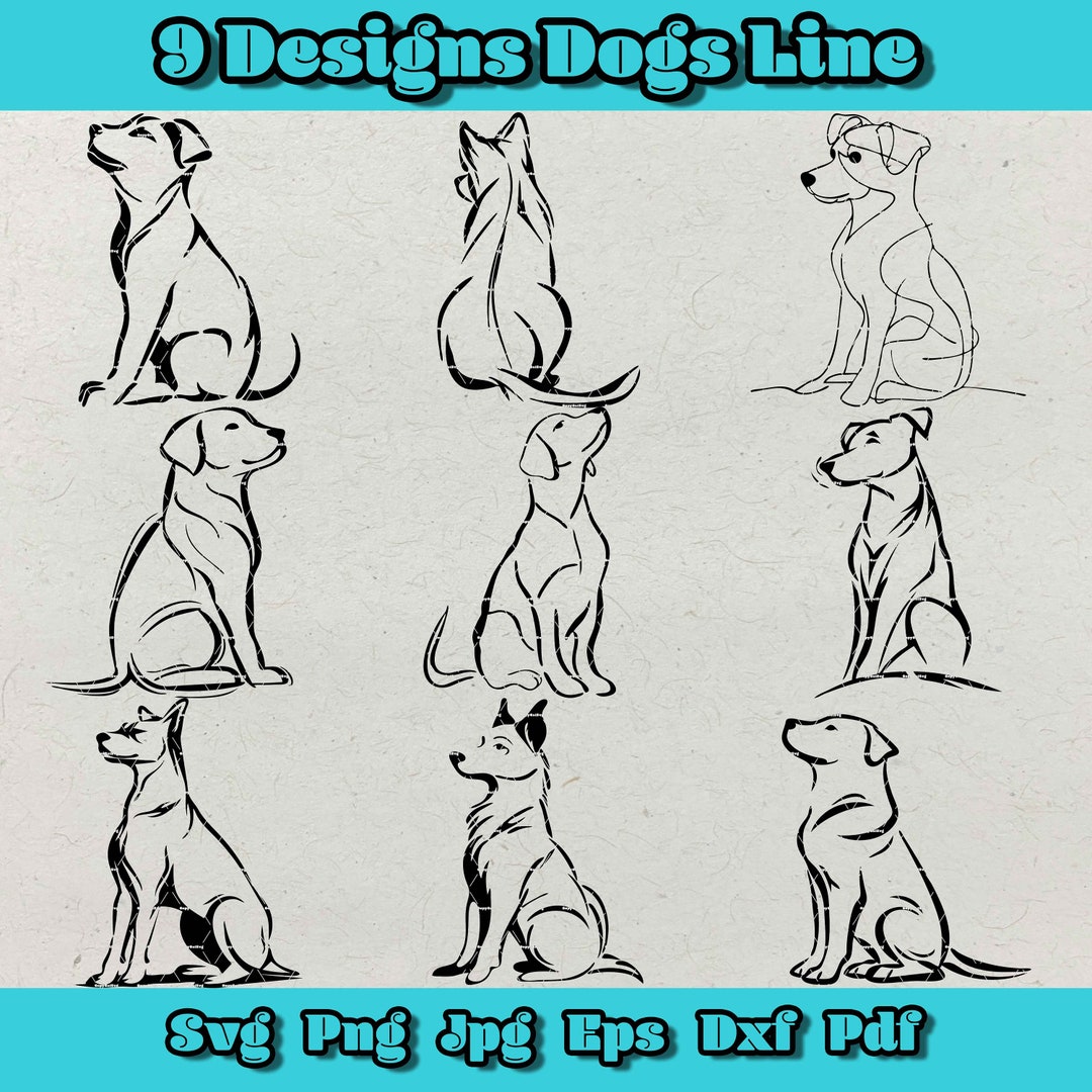 Dogs Line Svg Bundle, Single Line Dogs SVG, Unique Pet Portraits ...