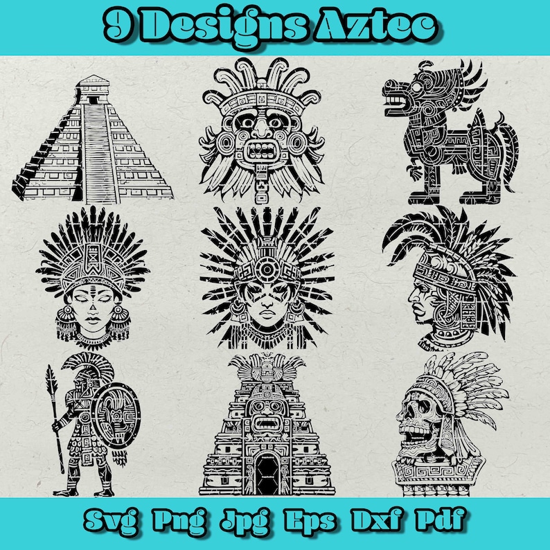 Aztec Designs SVG Bundle: Skull, Warrior, Temple (digital Product) - Etsy