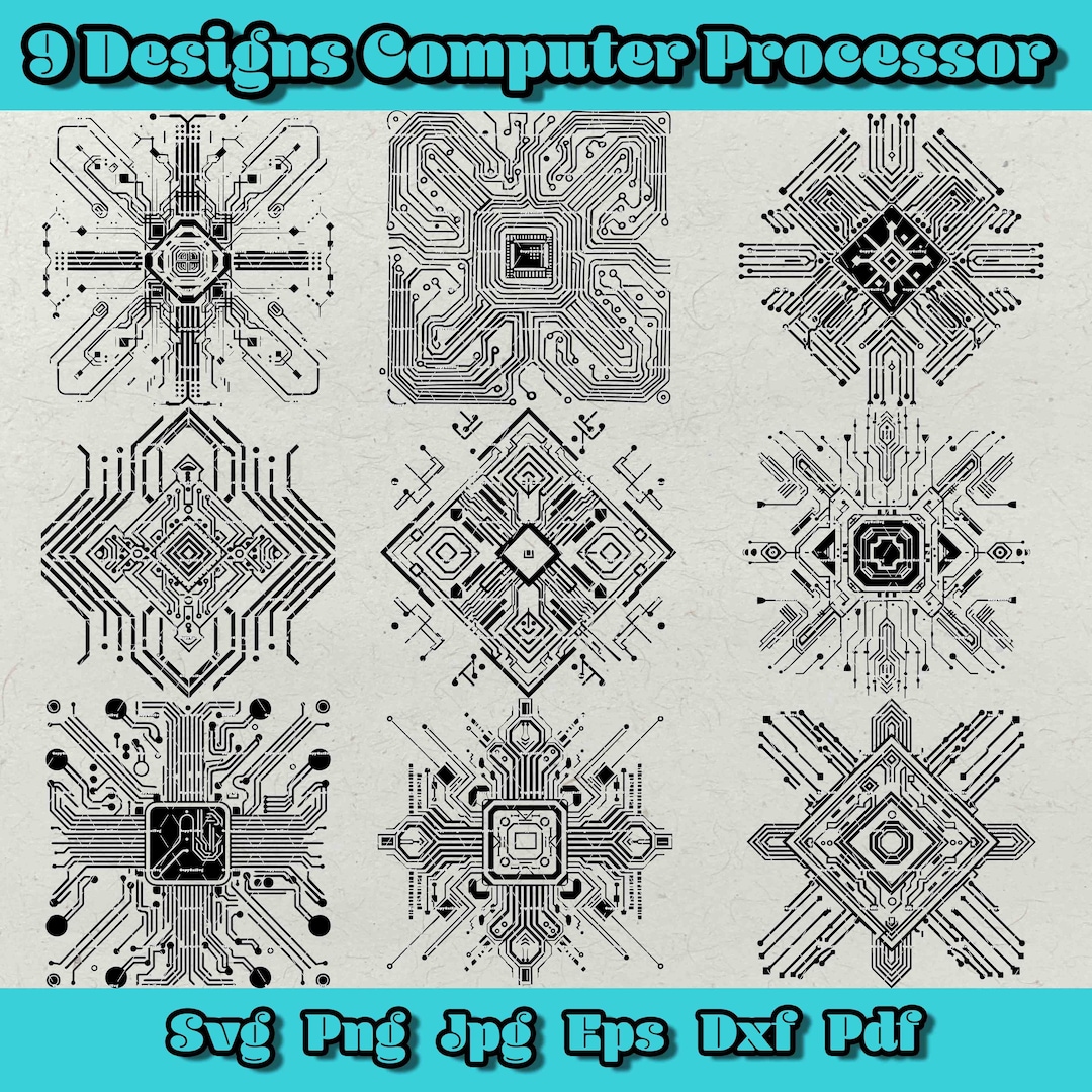 Computer Processor SVG Bundle: Circuit Board Designs (digital Download ...