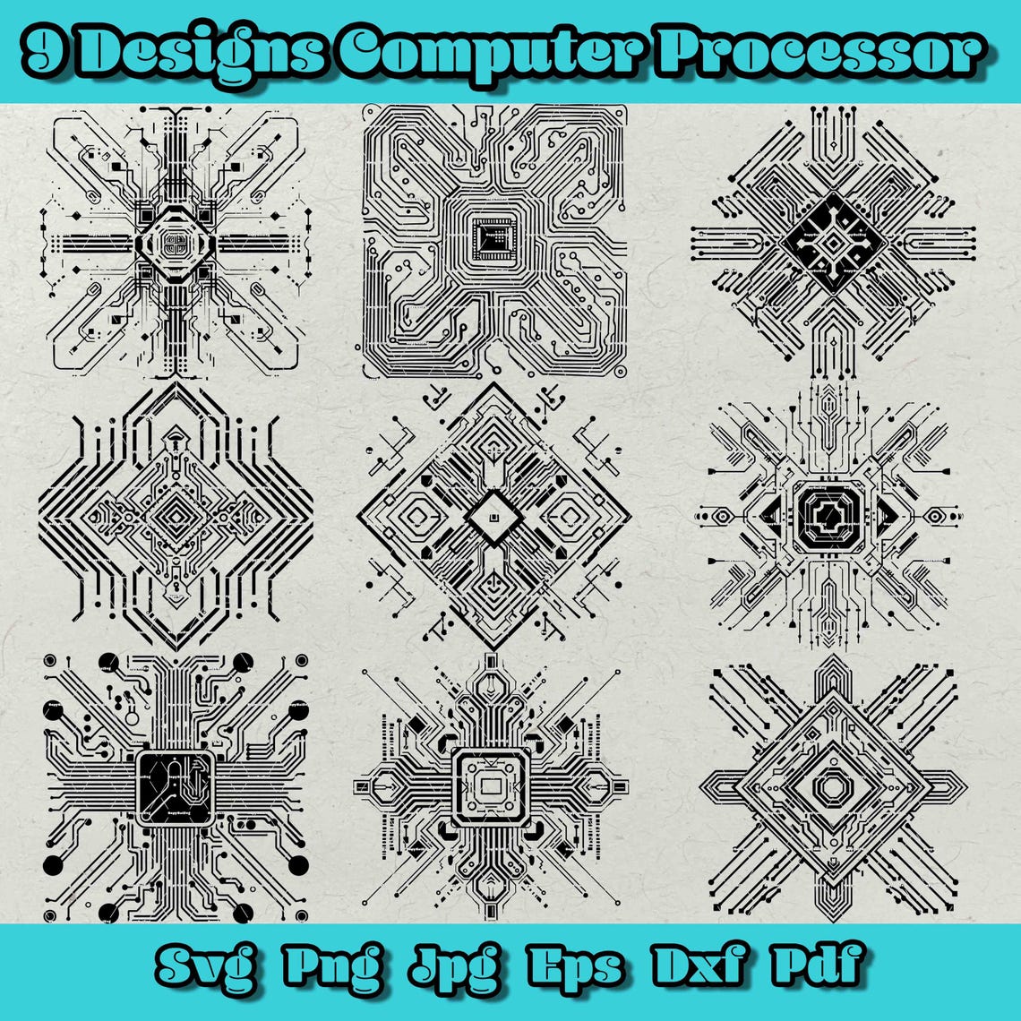 Computer Processor SVG Bundle: Circuit Board Designs (digital Download ...