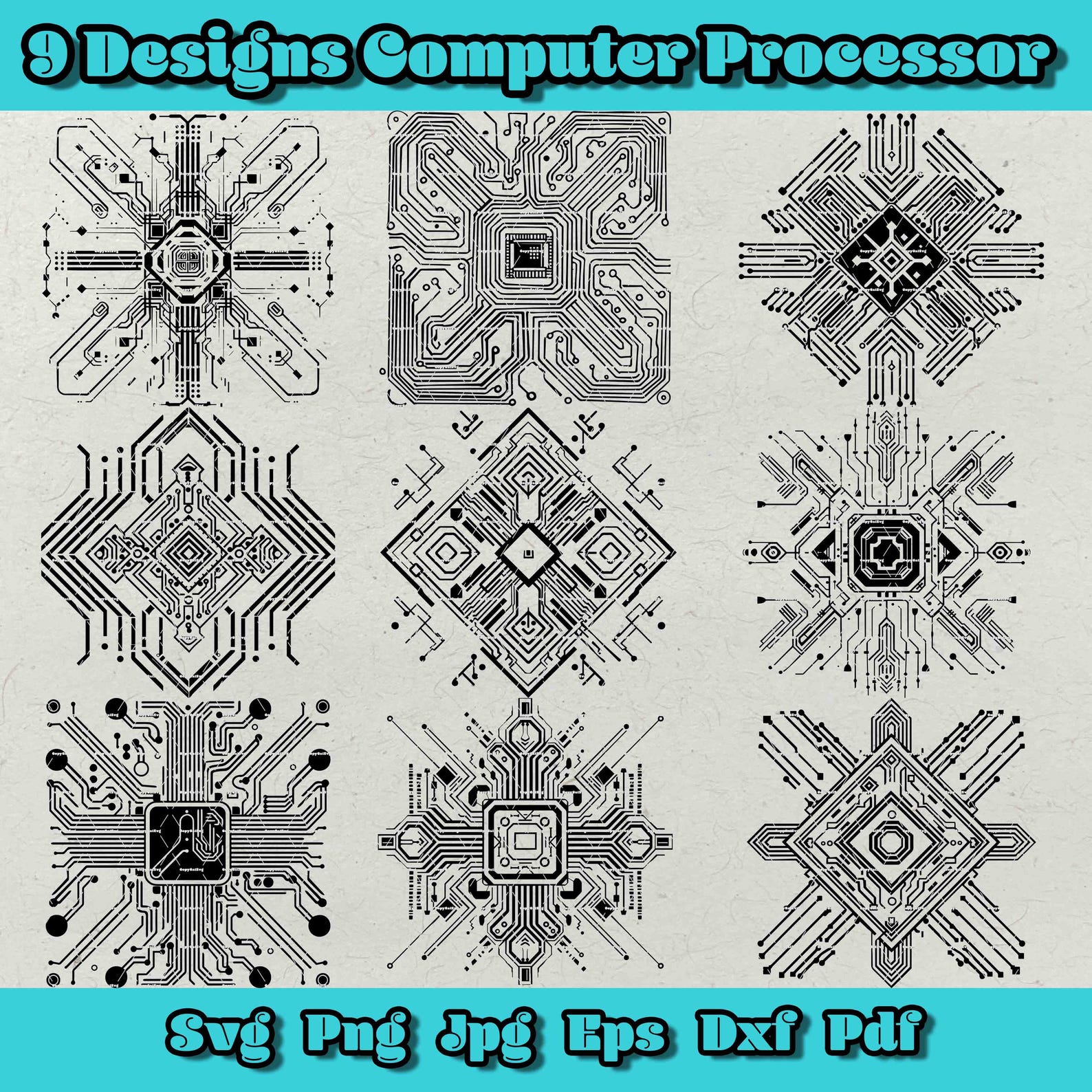 Computer Processor SVG Bundle: Circuit Board Designs (digital Download ...