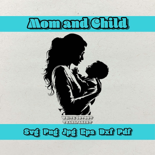 Mother and Child Svg - Etsy