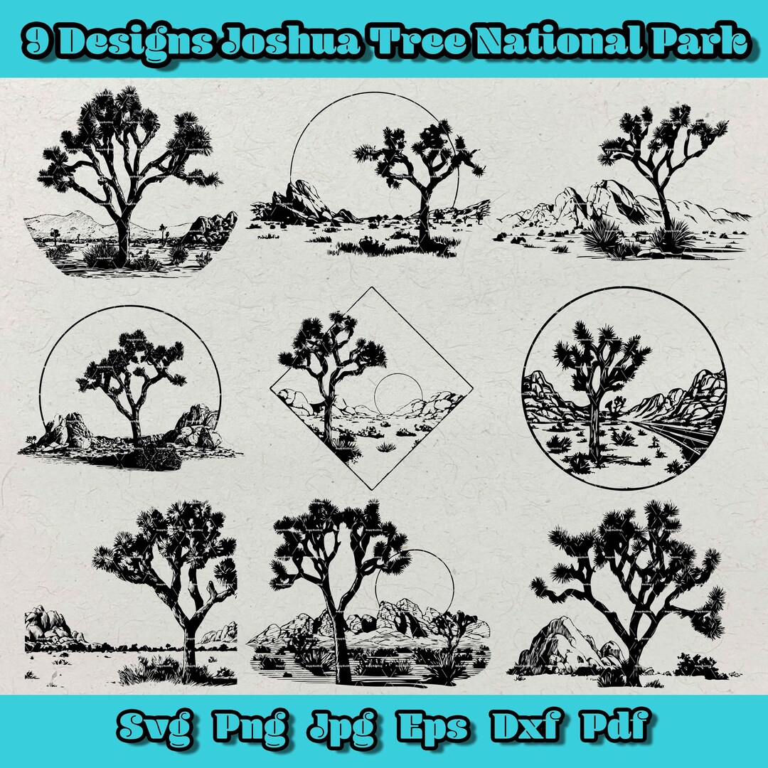 Joshua Tree National Park SVG Bundle: Desert Landscape Illustrations - Etsy