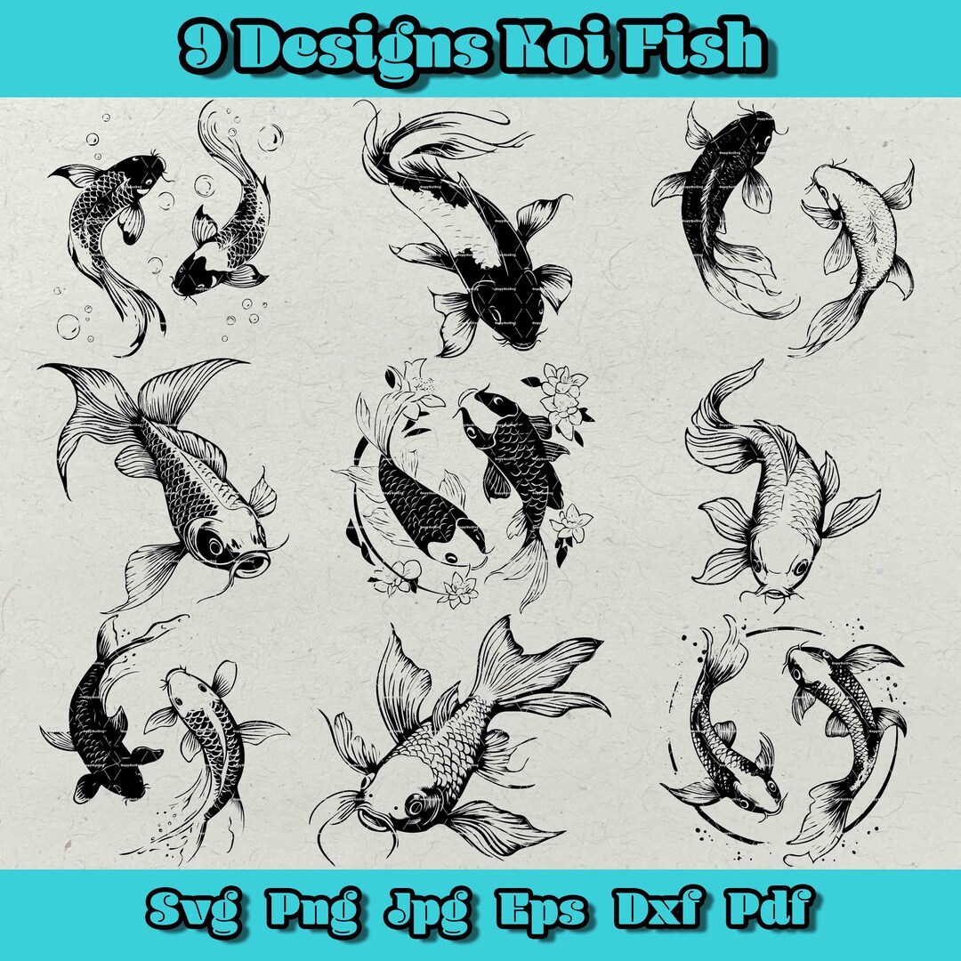 Koi Fish SVG Bundle: Japanese Carp Clipart, Zen Pond Design (digital ...