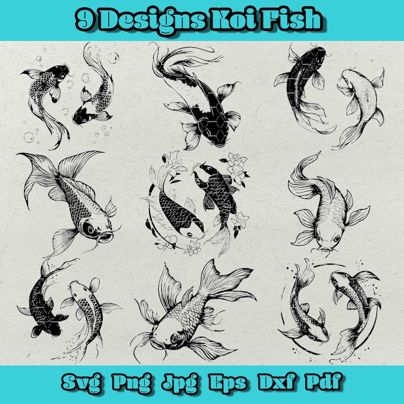 Koi Fish SVG Bundle: Japanese Carp Clipart, Zen Pond Design (digital ...
