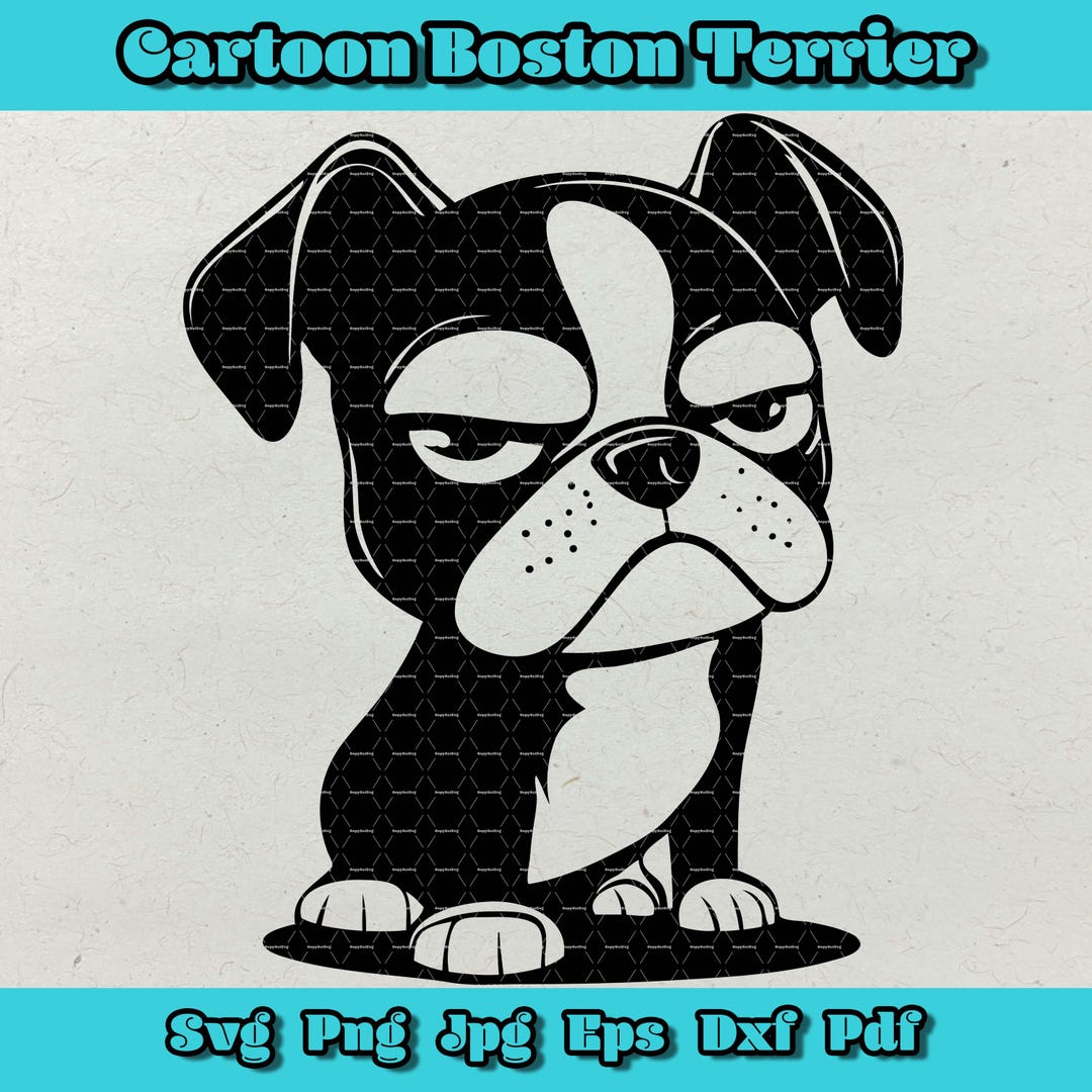 Cartoon Boston Terrier Svg, Cute Dog Clipart, Funny Puppy PNG, Pet ...