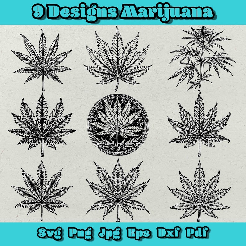 Marijuana Svg Bundle, 9 Tropical Leaves Desingns Svg, Weed Svg, Nature ...