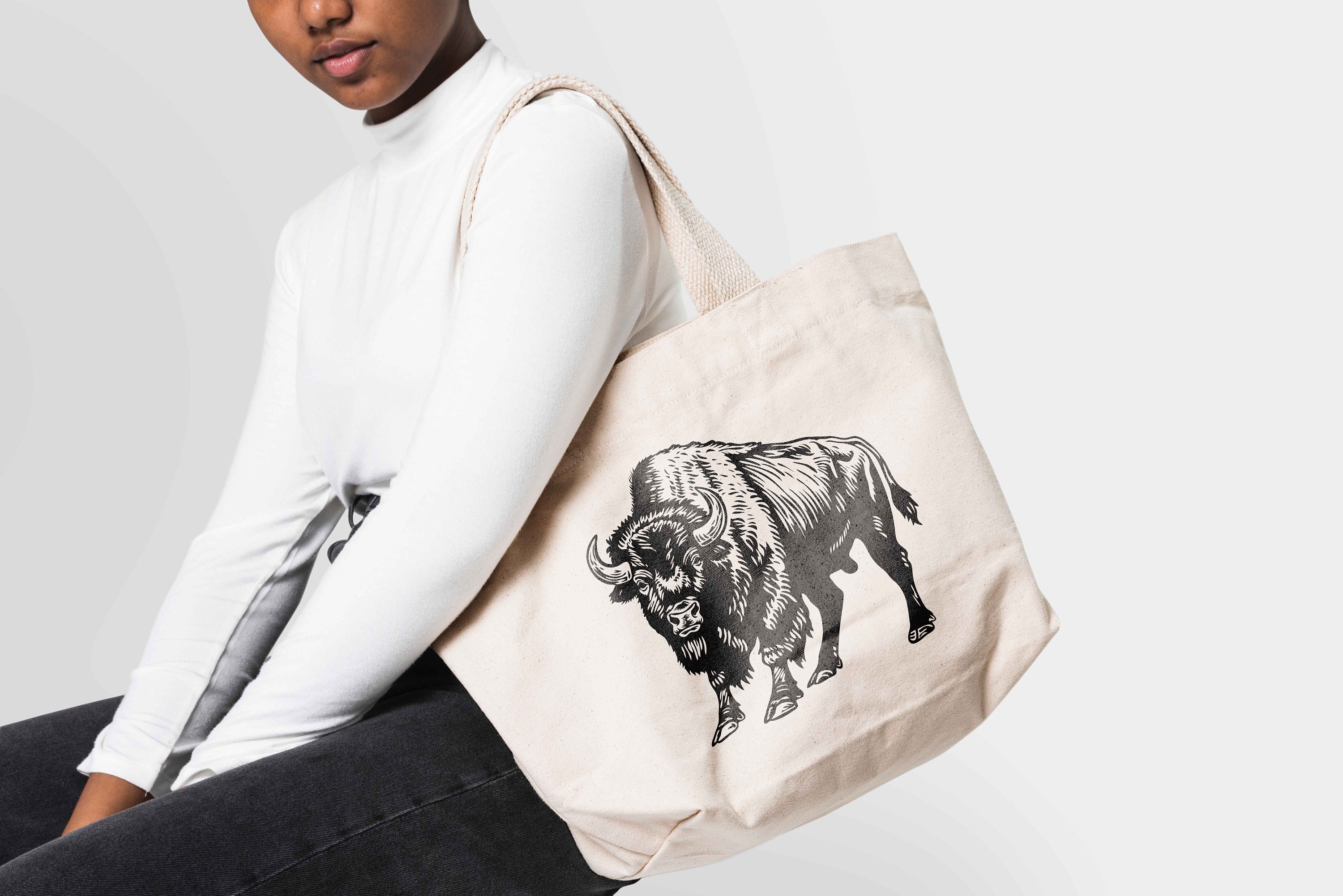 Floral Bison SVG Bundle: Buffalo Head, Mountain Landscape (digital ...