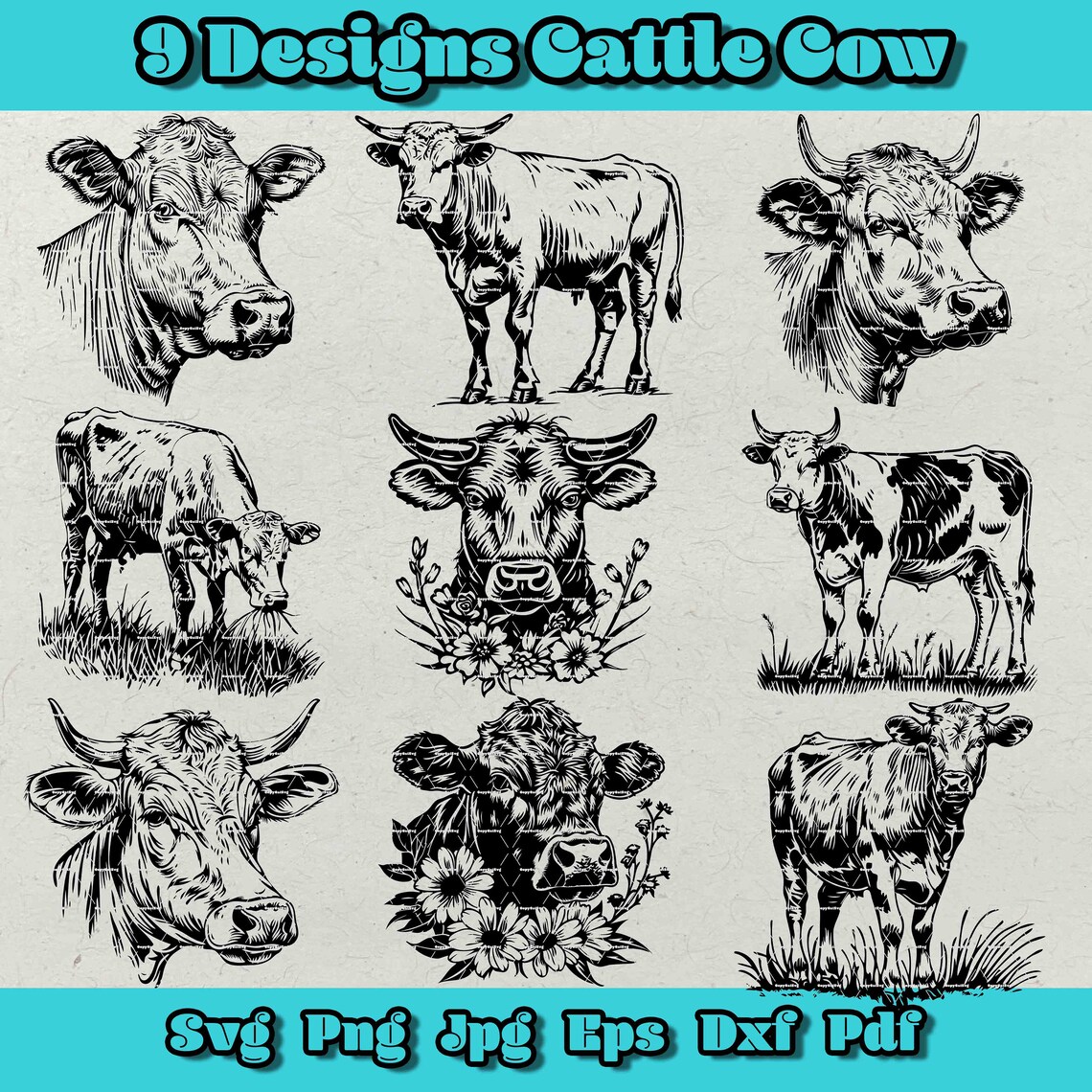 Cattle Cow Svg Bundle, Cow Svg, Floral Cow Png, Milk Herd Svg, Farm ...