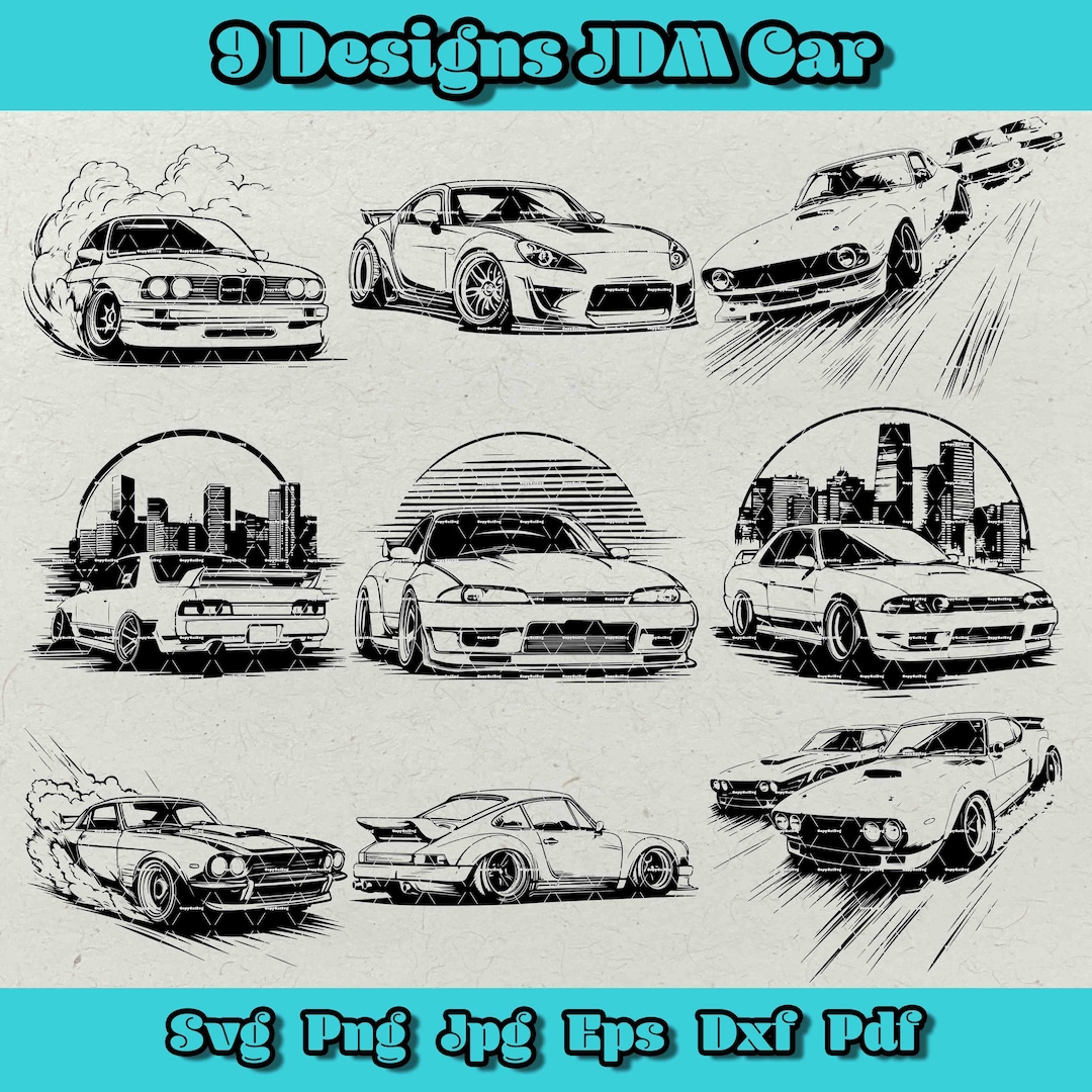 JDM Car SVG Bundle, Japanese Drift Car Clipart, Tuner Car Svg, Street ...