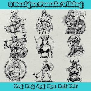 Female Viking SVG Bundle: Warrior Head, Shield, Axe (digital Product ...