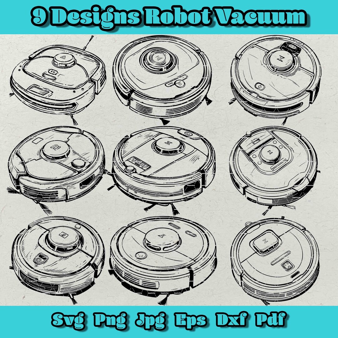 Robot Vacuum SVG Bundle: Cleaning Silhouette Cut Files (9 Designs) - Etsy