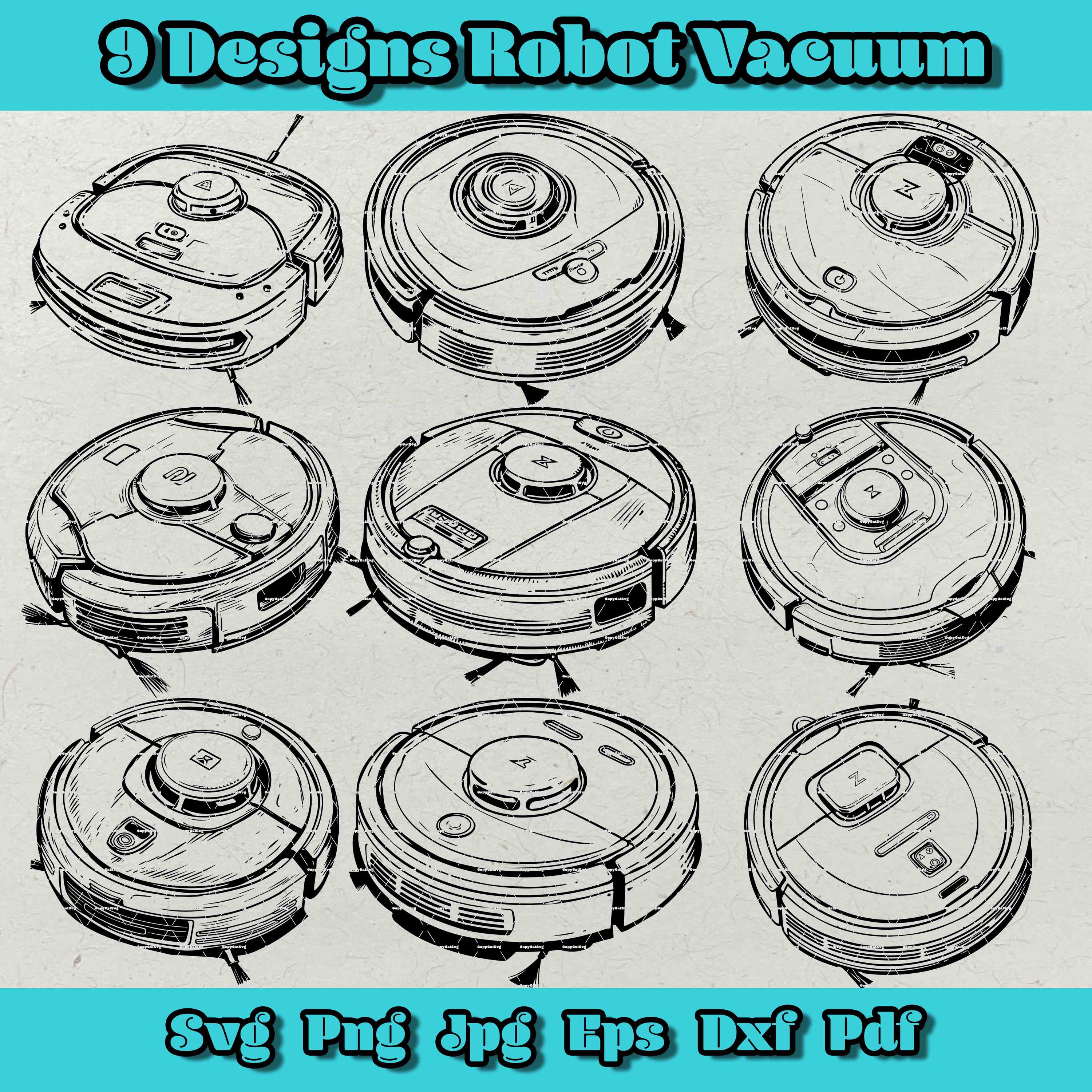 Robot Vacuum Svg Bundle, 9 Cut Files, Robotic Vacuum Cleaner Silhouette ...