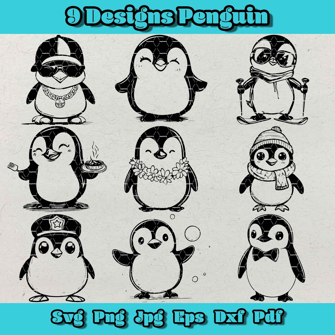 Penguin Svg Bundle, Floral Penguin Png, Police Penguin Dxf, Penguin ...