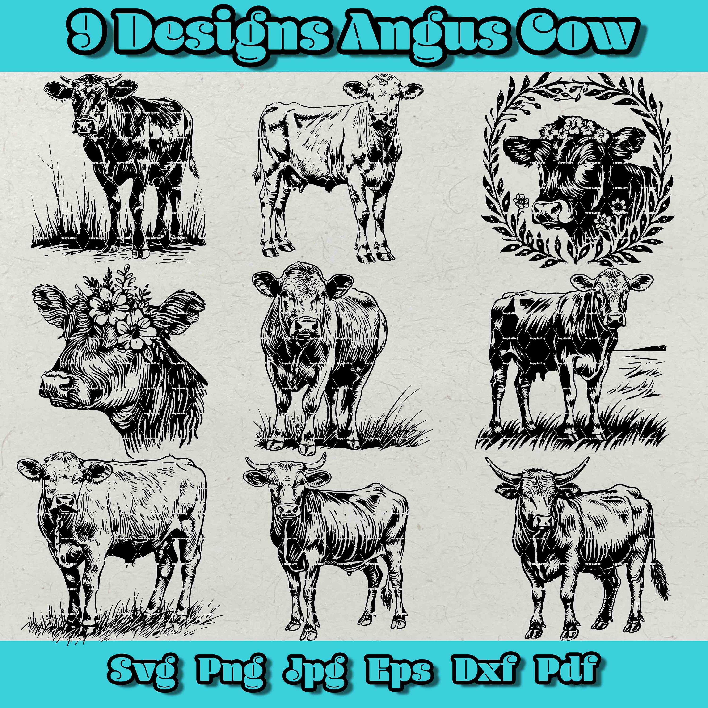 Angus Cow Svg Bundle, Cow Svg, Floral Angus Cow Png, Milk Herd Svg ...
