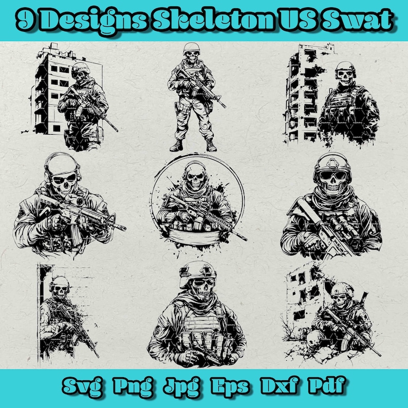 Skeleton US SWAT Clipart: Tactical Soldier SVG Bundle - Etsy