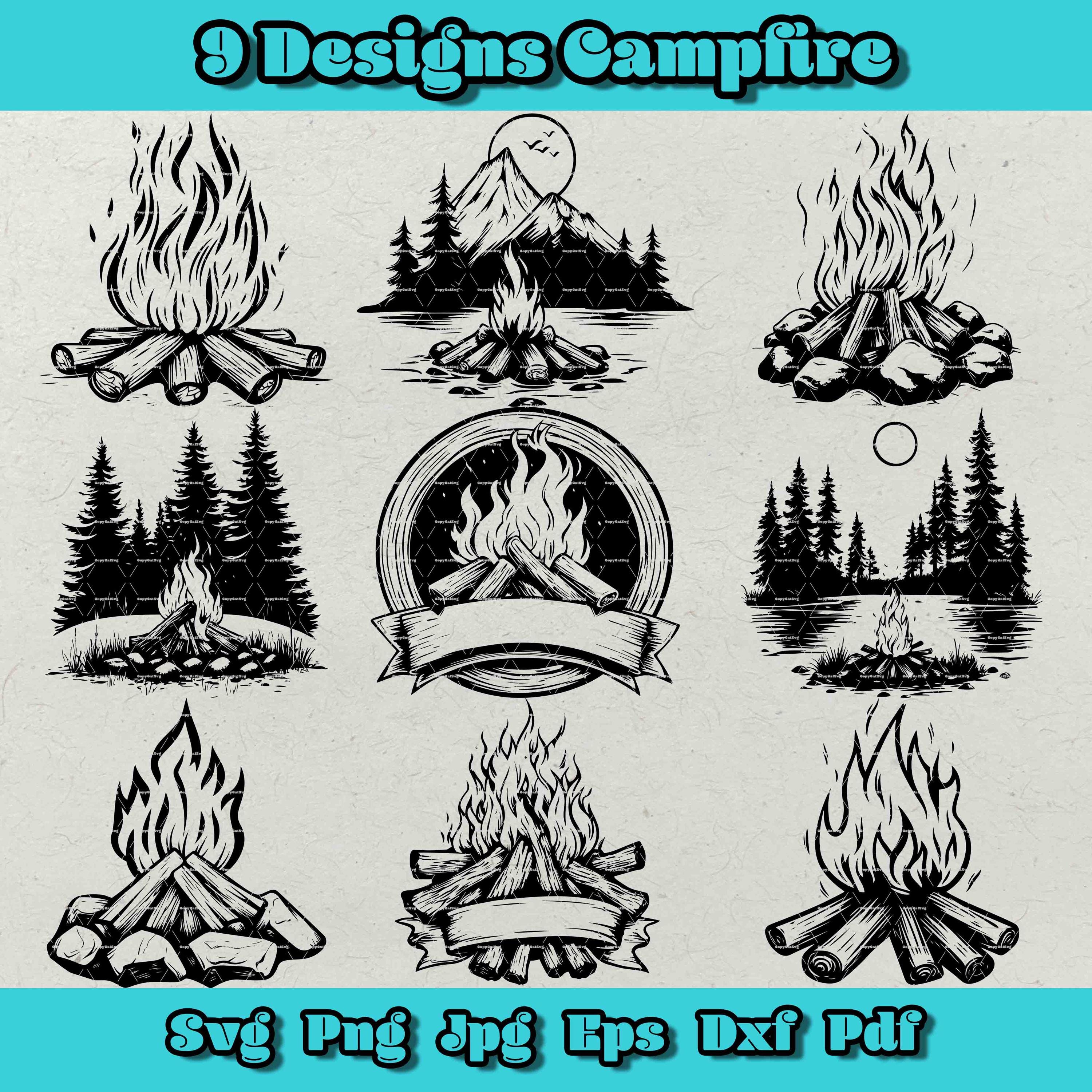 Campfire SVG Bundle, 9 Unique Campfire Designs, Perfect for Outdoor ...