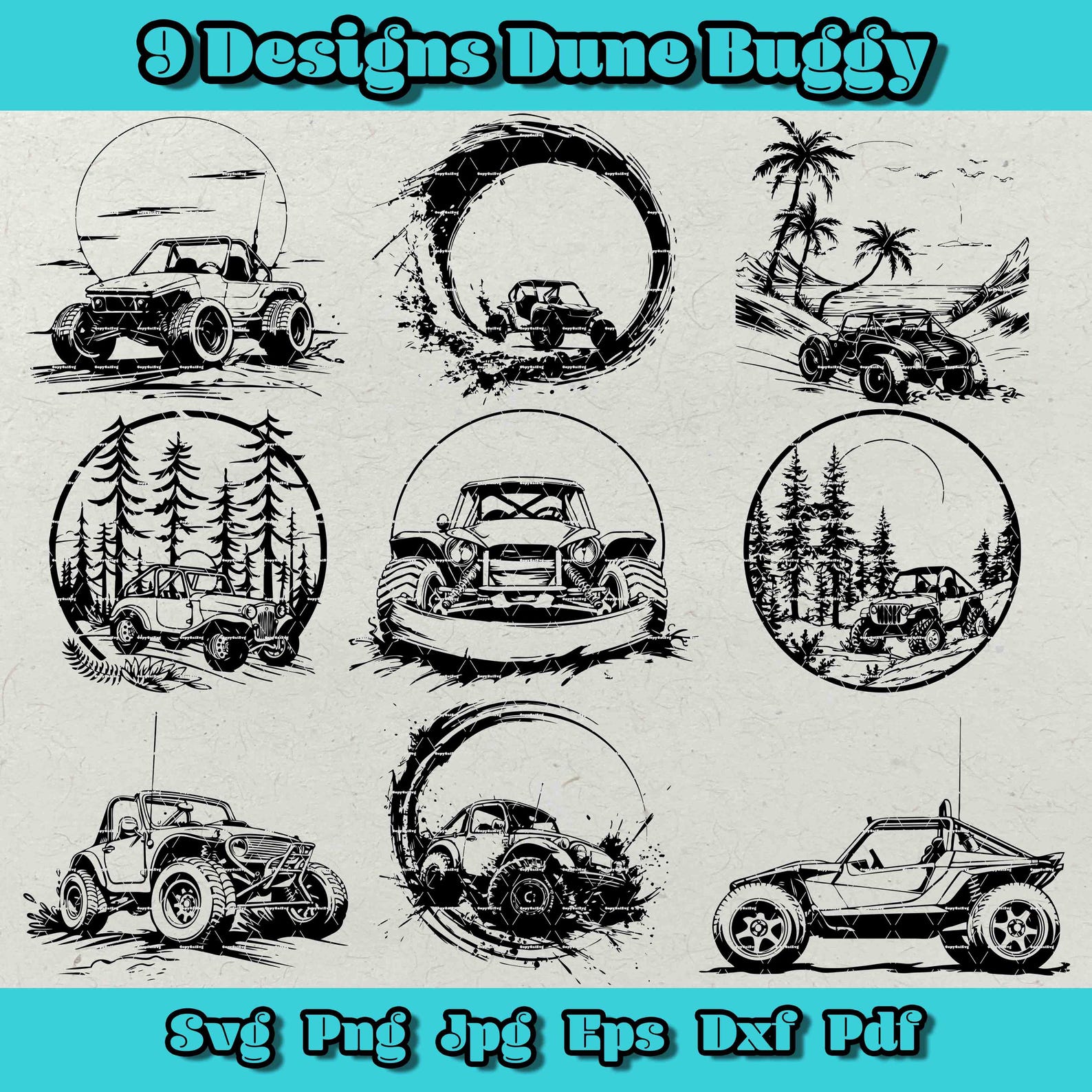 Buggy-Svg-Bundle, Dune Buggy am Strand Png, Geländewagen-Silhouetten ...