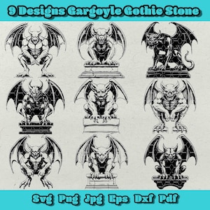 Gargoyle Gothic Stone Svg Bundle, Medieval Gargoyle Clipart, Cathedral ...