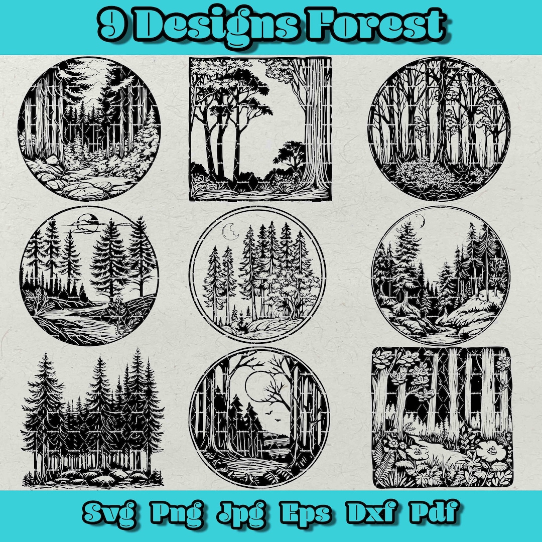 Forest Svg Bundle, 9 Forest Desingns Svg, Camping Svg, Nature Png, Pine ...