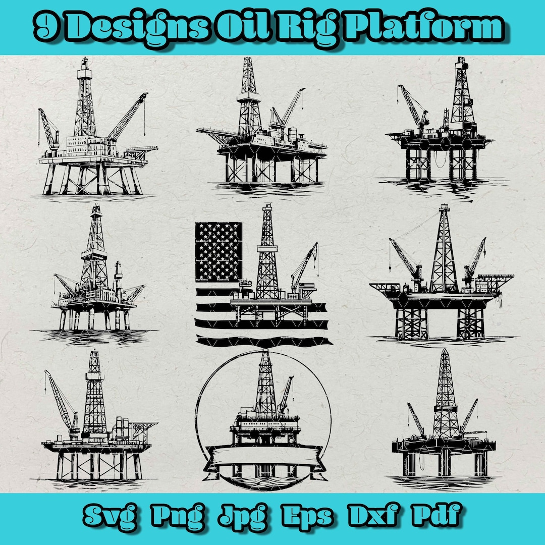 Oil Rig Platform Svg Bundle, Offshore Drilling Clipart, Petroleum ...