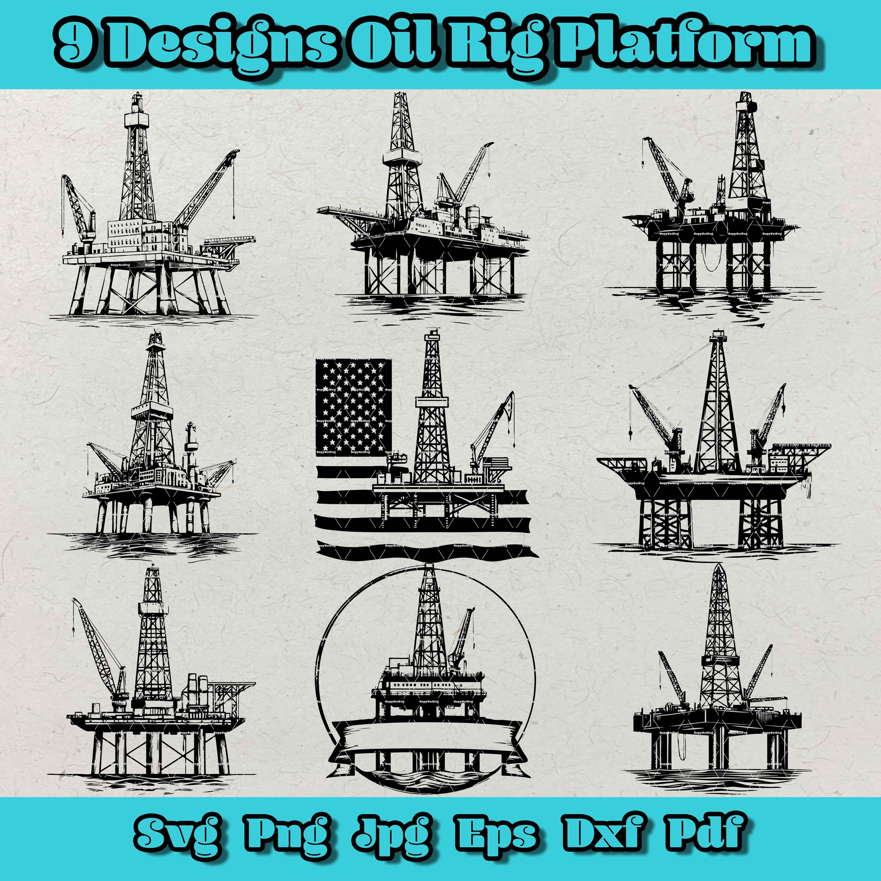 Oil Rig Platform Svg Bundle, Offshore Drilling Clipart, Petroleum ...