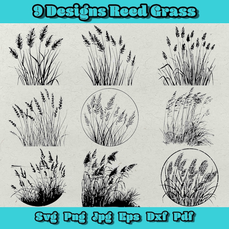 Reed Grass Svg Bundle, Grass Svg, Cattail Swamp Grass Svg, Grass Cut ...