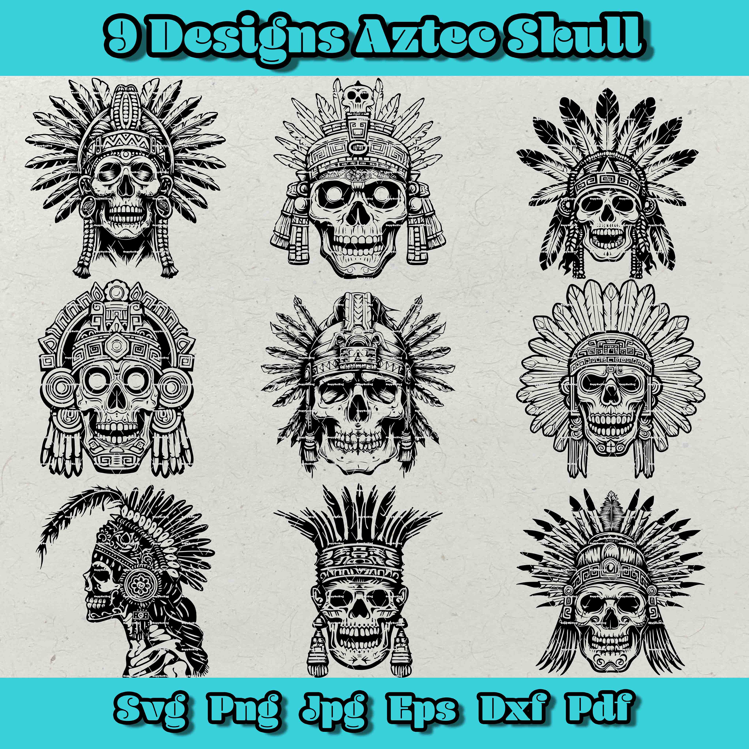 Aztec Skull Svg Bundle, Ancient Aztec Skull Warrior Svg, Aztec Woman ...
