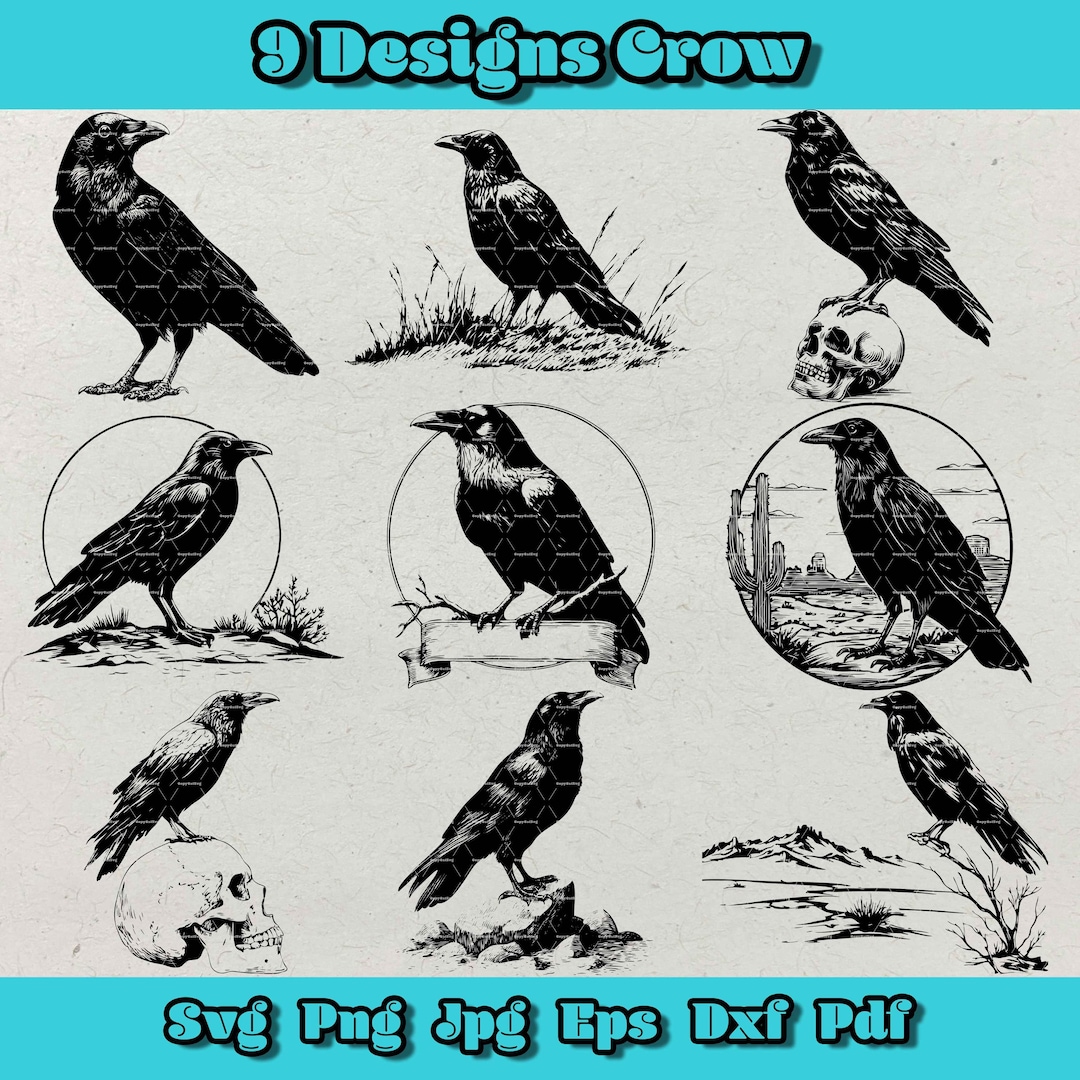 Gothic Crow SVG Bundle: Dark Art Designs for Laser Engraving - Etsy