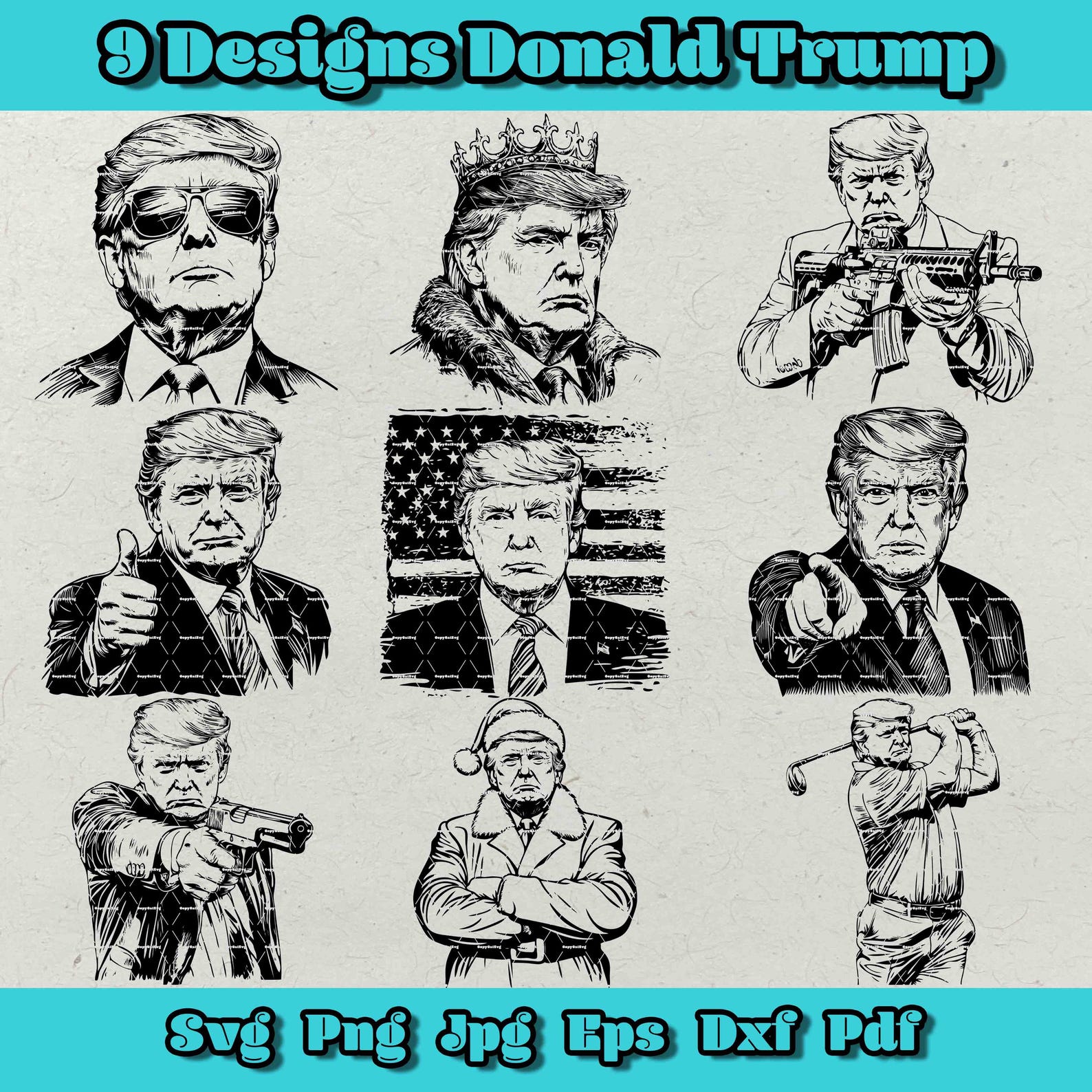 Donald Trump Svg Bundle, 9 Designs Donald Trump Svg, King Donald Trump ...