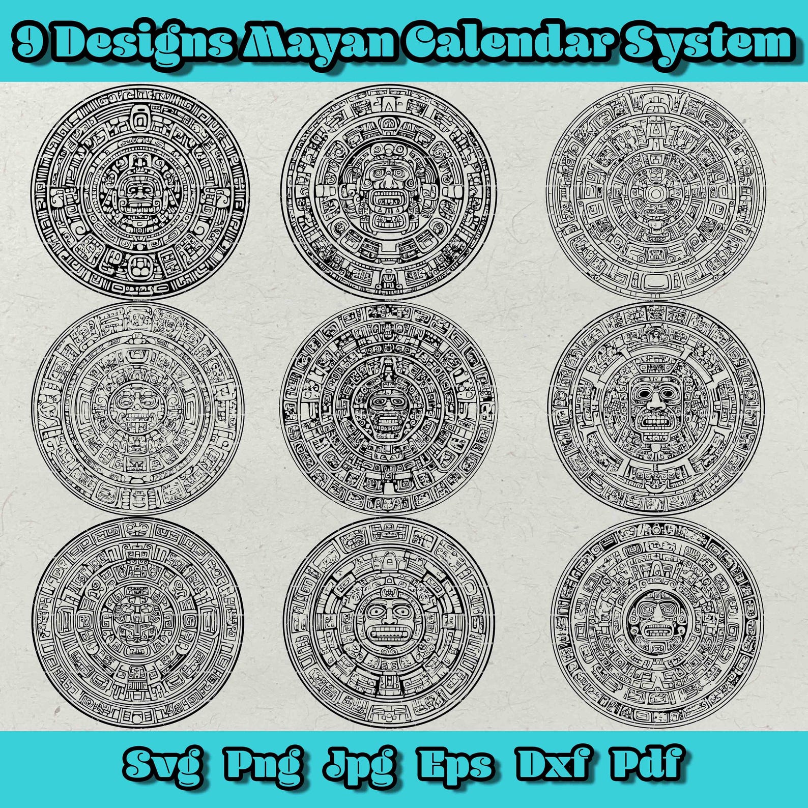 Mayan Calendar Glyphs: Aztec Tribal Art (SVG Bundle) - Etsy