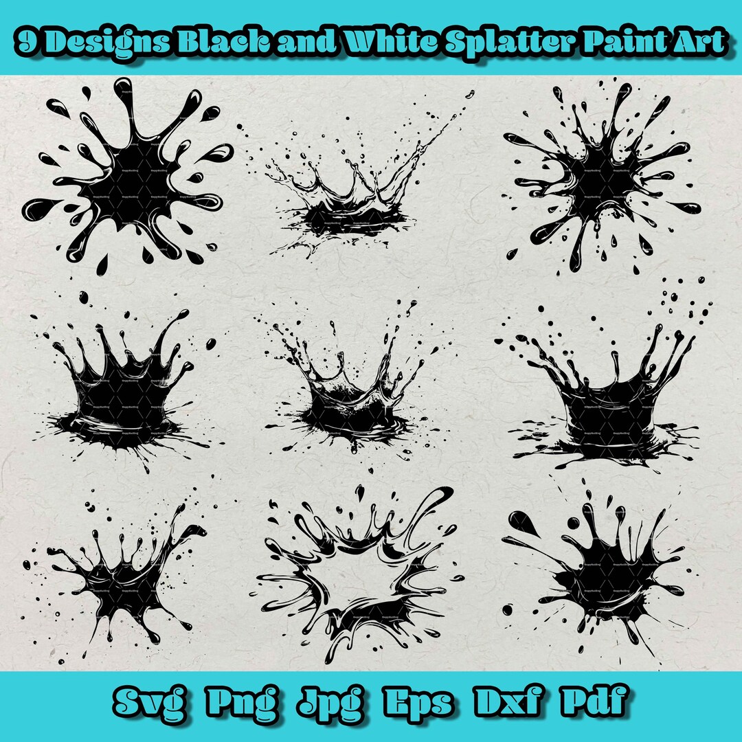 Splatter Paint Art SVG Bundle: Ink Splash Illustrations for Laser ...