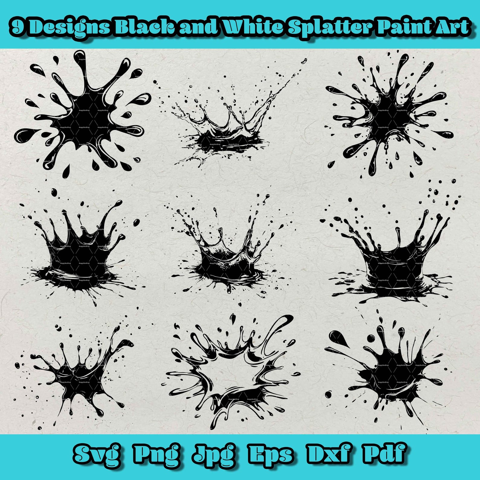 Splatter Paint Art SVG Bundle: Ink Splash Illustrations for Laser ...