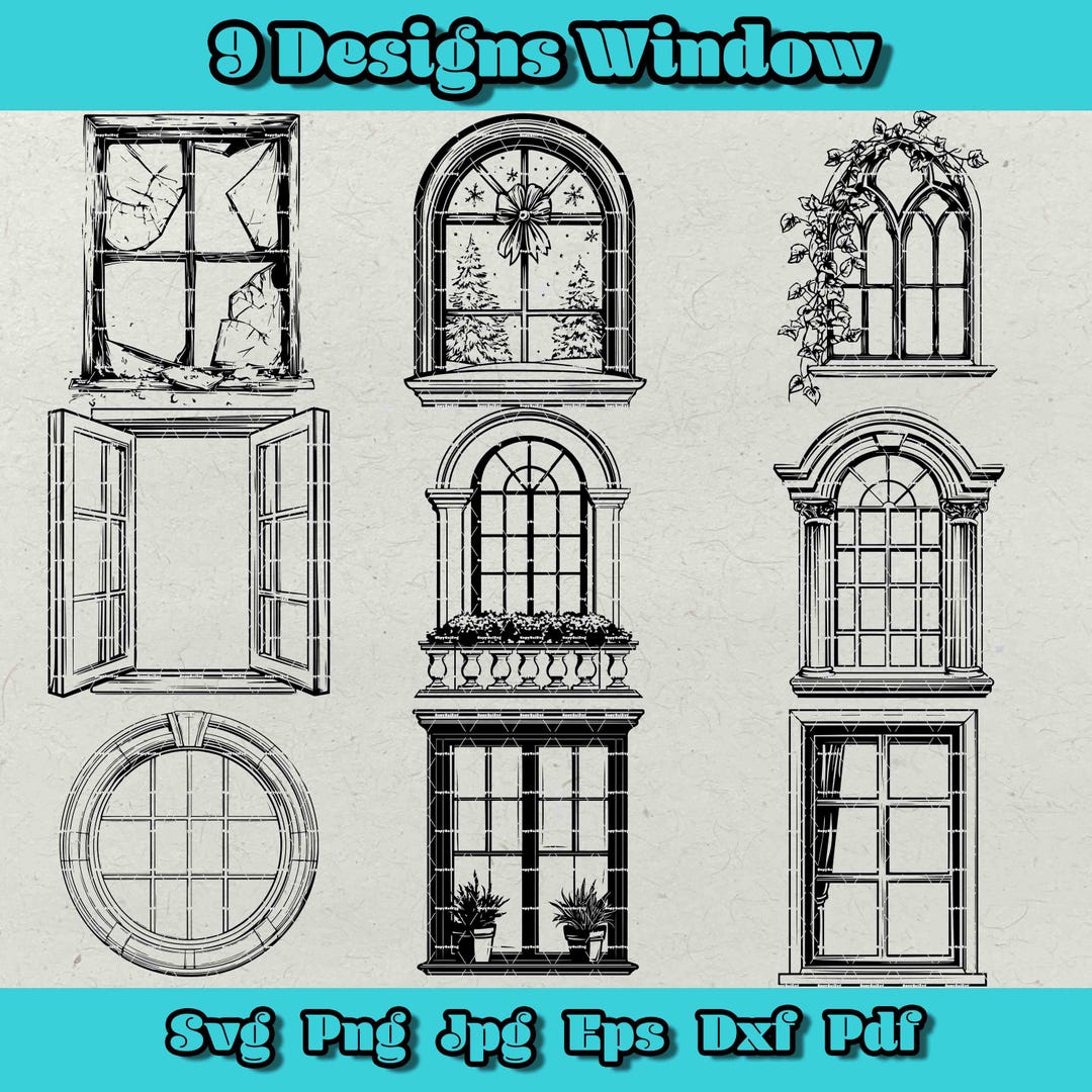 Window Svg Bundle, Floral Windows Png, Open Window Dxf, Broken Window ...